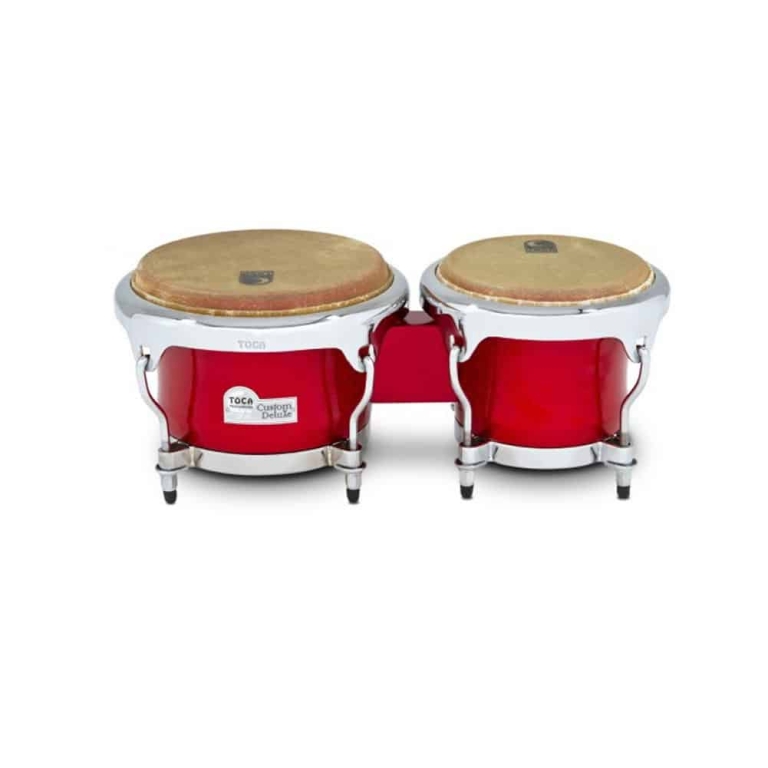 Toca 4600FR Custom Deluxe Fiberglass Bongos 7″ and 8.5″ Red Sparkle Set ...