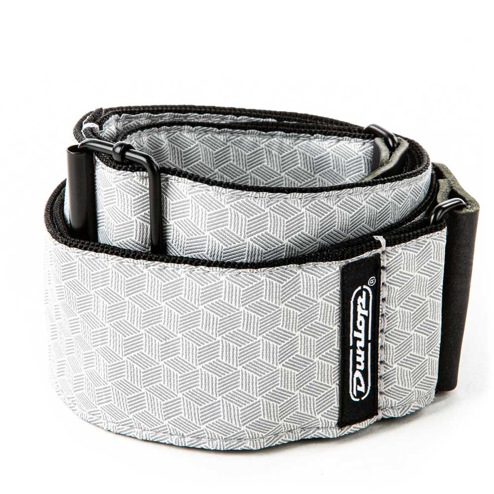 Dunlop D6712 Jacquard Woven Cube Hatch Light Grey Designer Guitar Strap ...