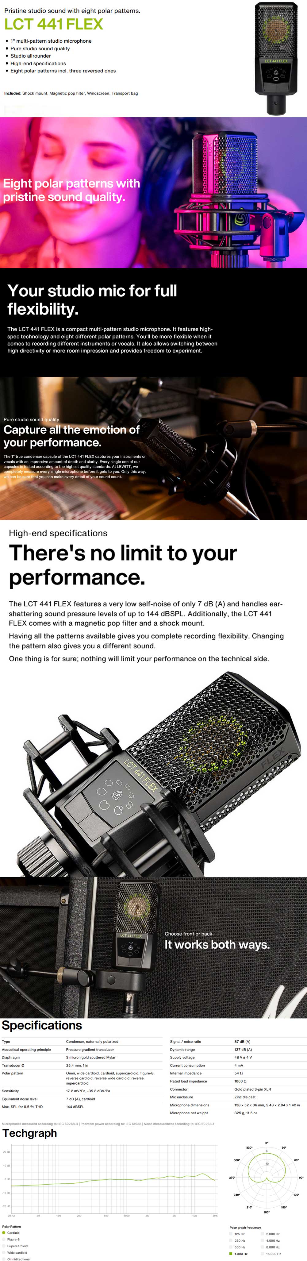 Lewitt LCT 441 FLEX BK Large Diaphragm Cardioid Condenser Microphone ...